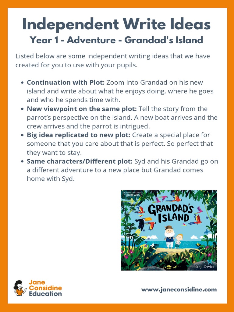 Year 1 - Adventure - Grandad's Island: Independent Write Ideas | PDF ...