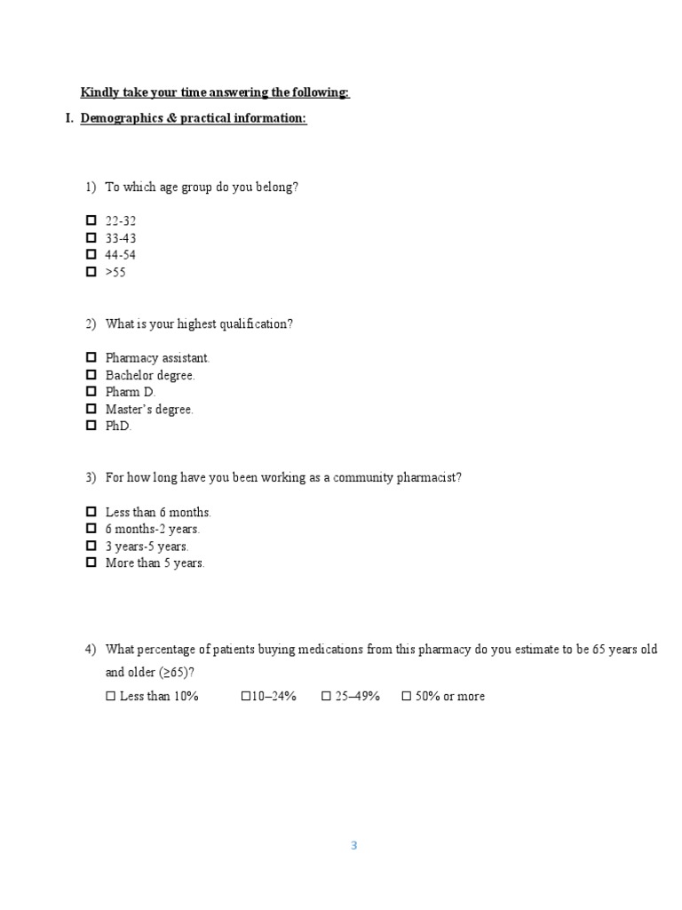 Community Pharmacist Survey on Elderly Care | PDF | Medical ...