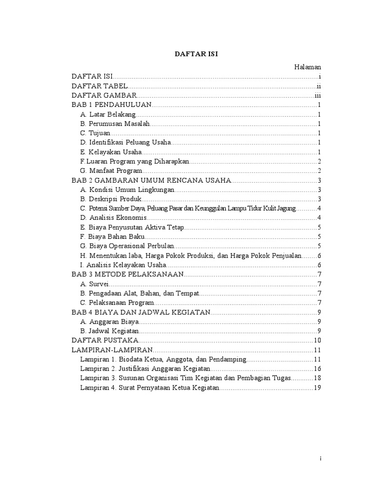 Proposal - Lampu Tidur Kulit Jagung Sebagai Solusi Untuk Mengurangi Limbah Kulit Jagung Dan ...