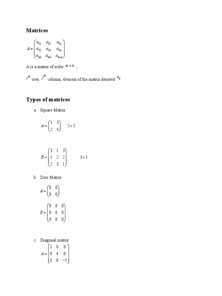 Matrices | PDF | Matrix (Mathematics) | Theoretical Physics