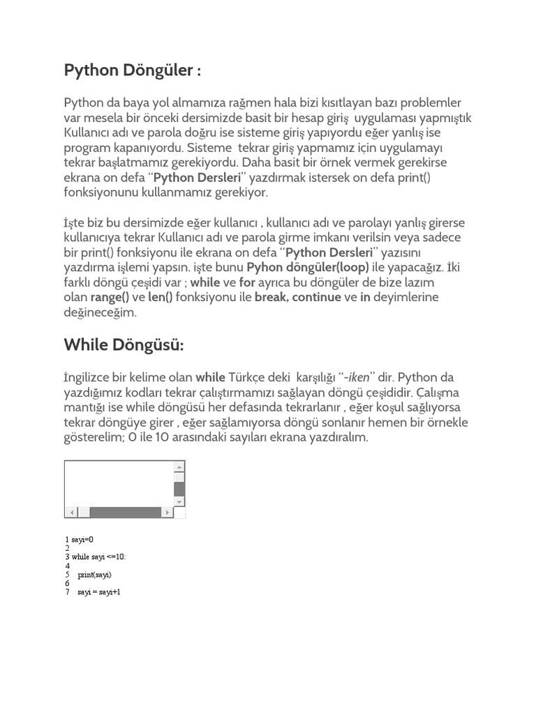 6.DERS Python Döngüler | PDF