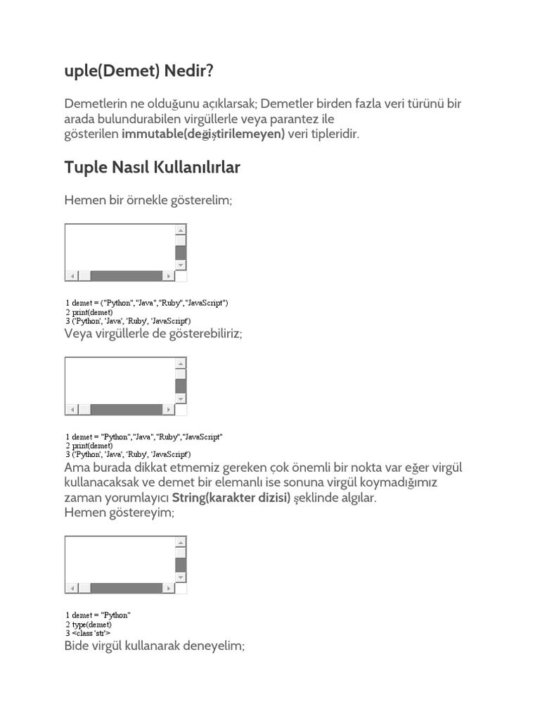 8.DERS Python Tuple (Demetler) Ve Metotları | PDF