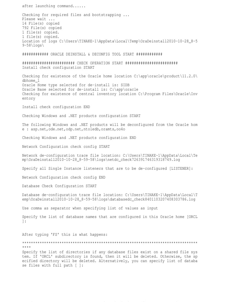 Uninstall Oracle 11g r2 | PDF | Oracle Database | Oracle Corporation