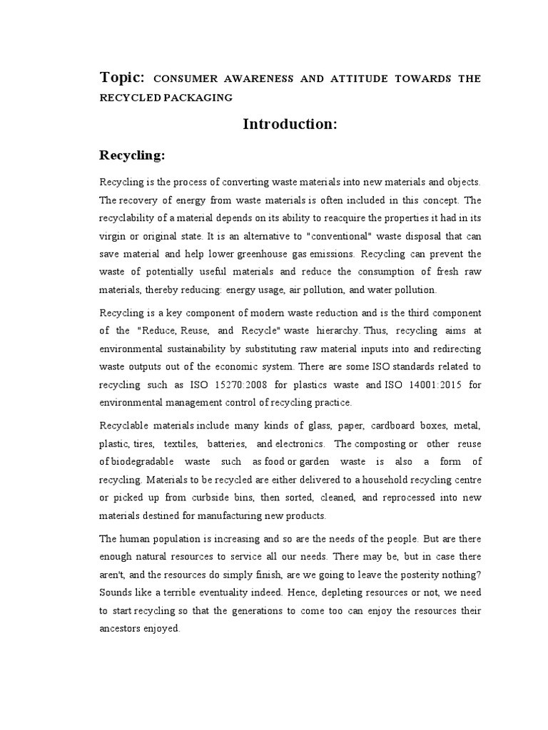 Topic:: Recycling | PDF | Recycling | Packaging And Labeling