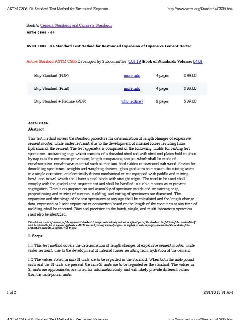 ASTM C806 - 04 Standard Test Method For Restrained Expansion of ...