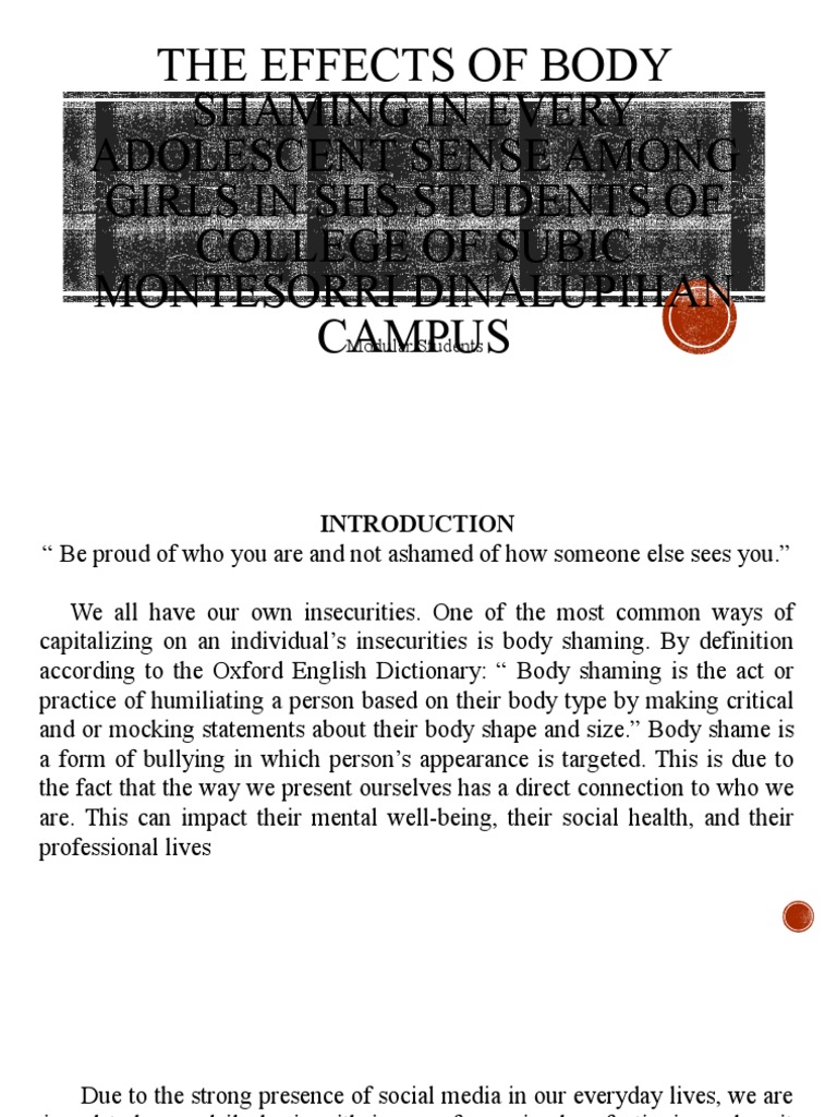 The Effects of Body Shaming in Every Adolescent | PDF | Shame | Body Image