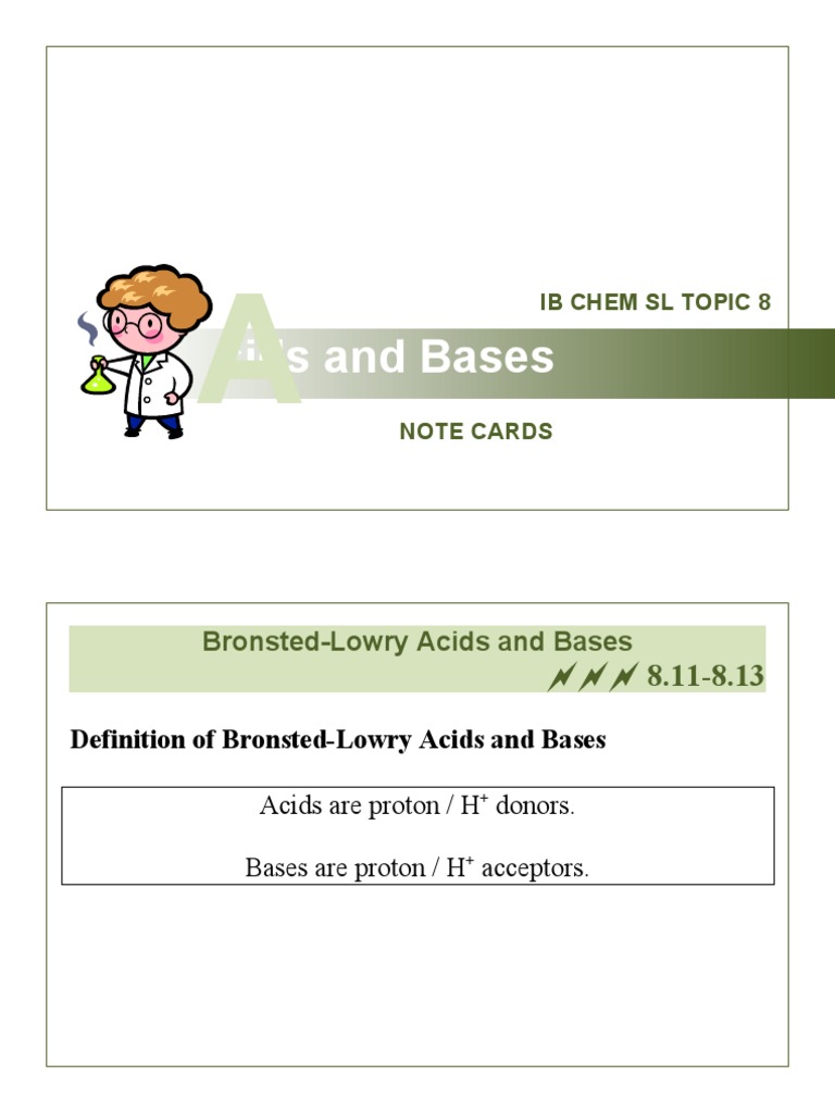 IB CHEM SL HL Acids and Bases Note Cards | PDF | Buffer Solution | Acid