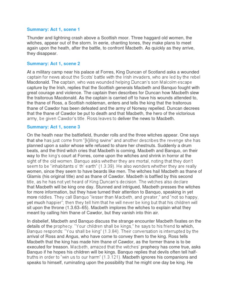MACBETH Act 1 SC 1-4 | PDF | Macbeth | Shakespearean Tragedies