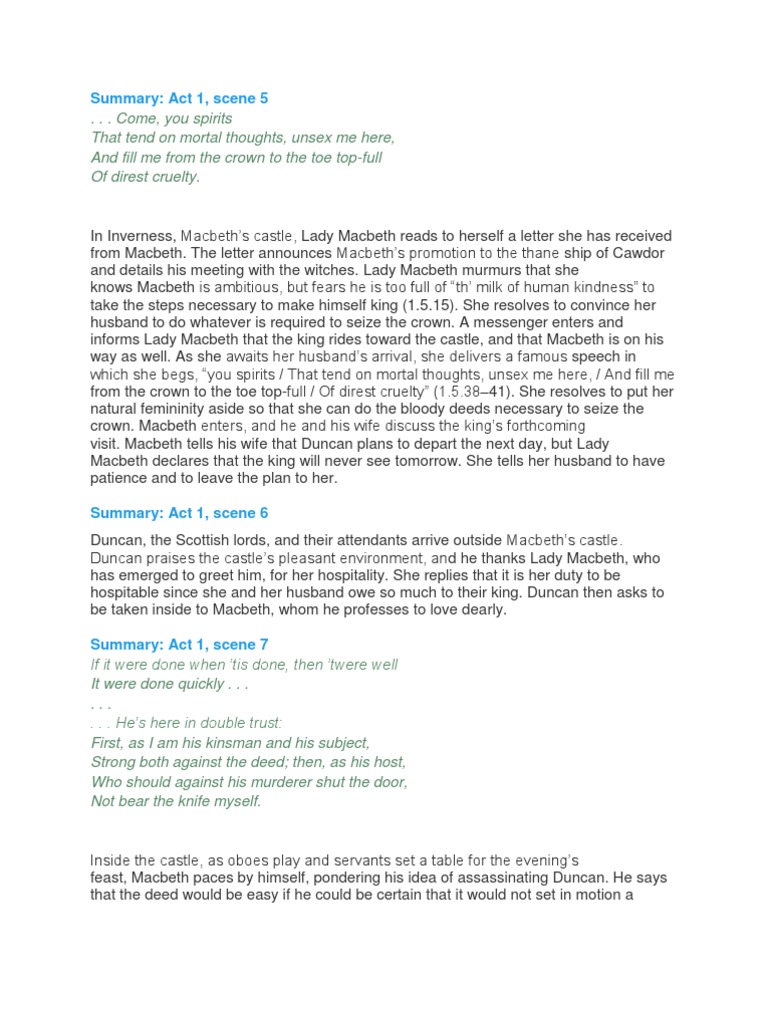 MACBETH Act 1 SC 5-7 | Download Free PDF | Macbeth