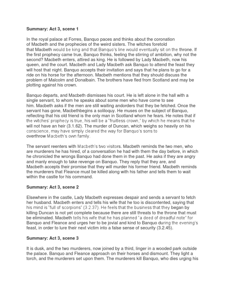 MACBETH Act 3 SC 1-3 | PDF | Macbeth | Shakespearean Tragedies