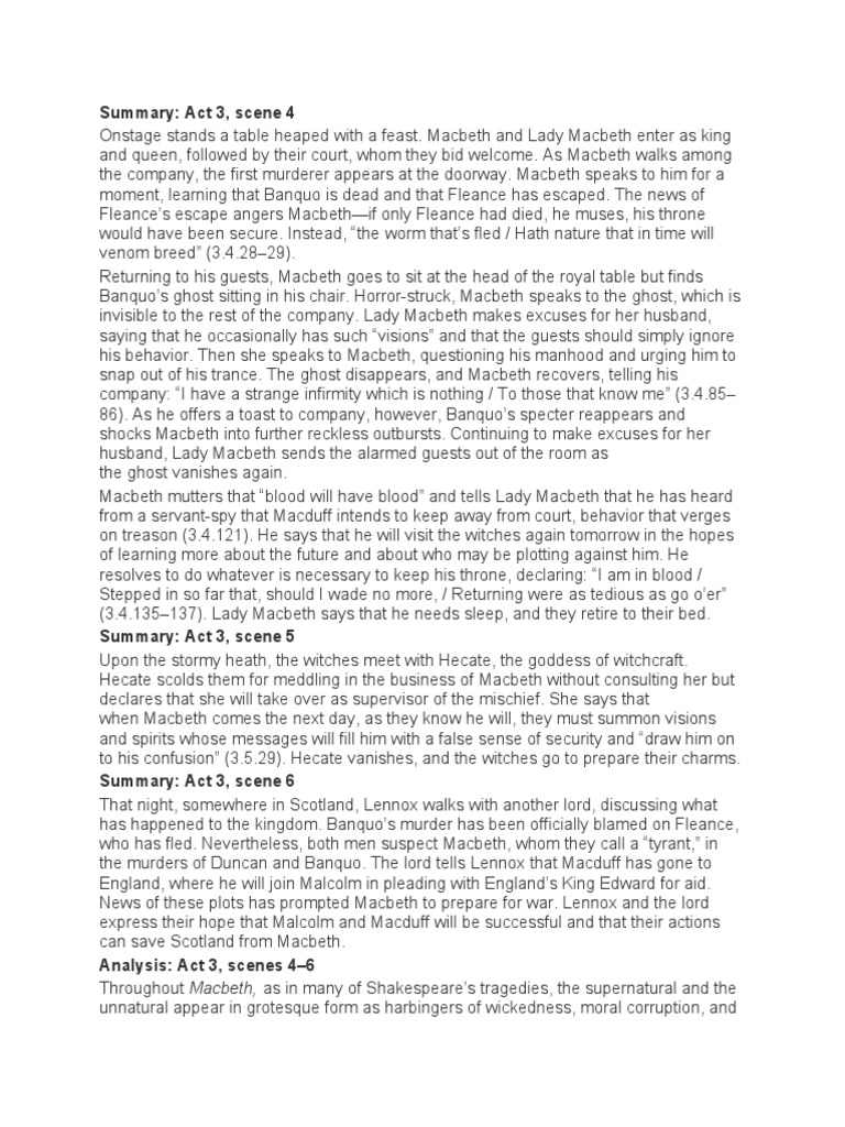Lady Macbeth's Influence in Act 3.4 | PDF | Macbeth | Shakespearean ...