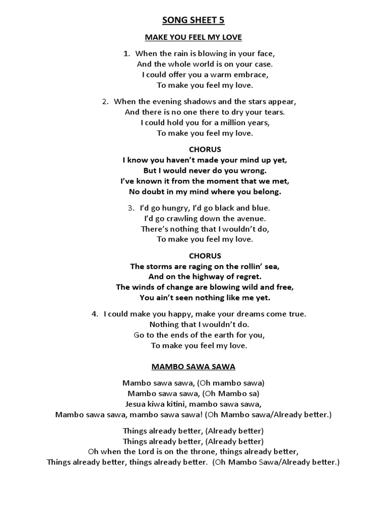 Song Sheet 5 | PDF