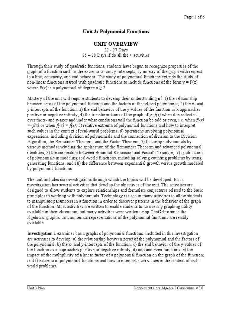 Polynomial Functions Study Guide | PDF | Factorization | Polynomial