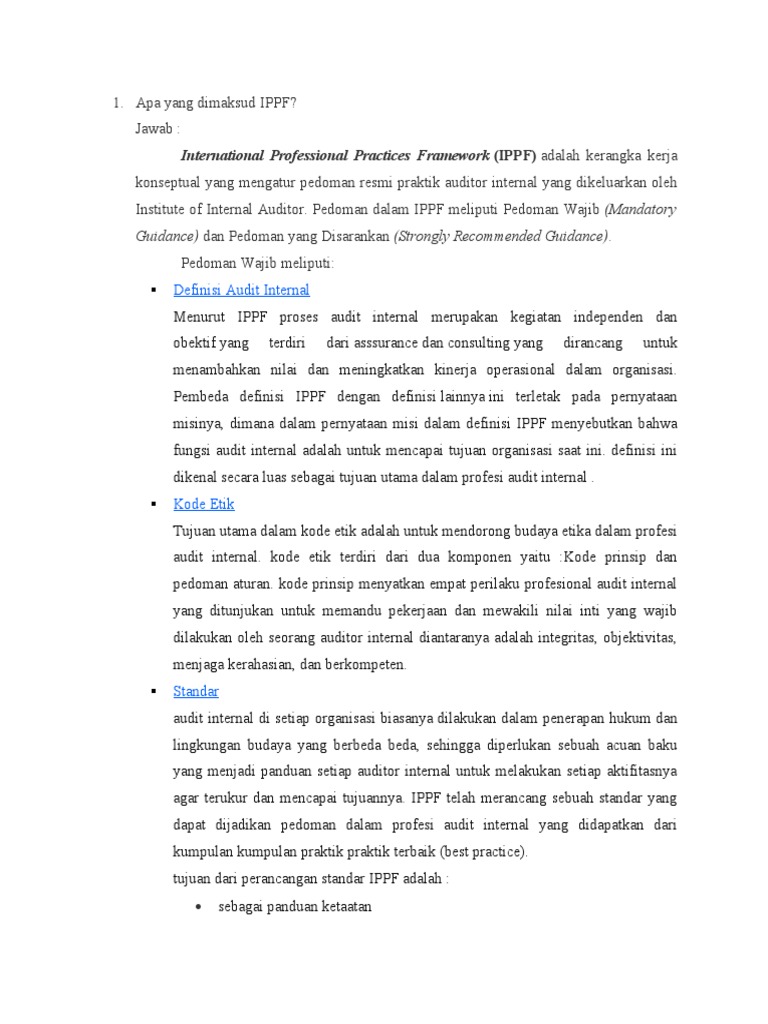IPPF: Kerangka Praktik Audit Internal | PDF