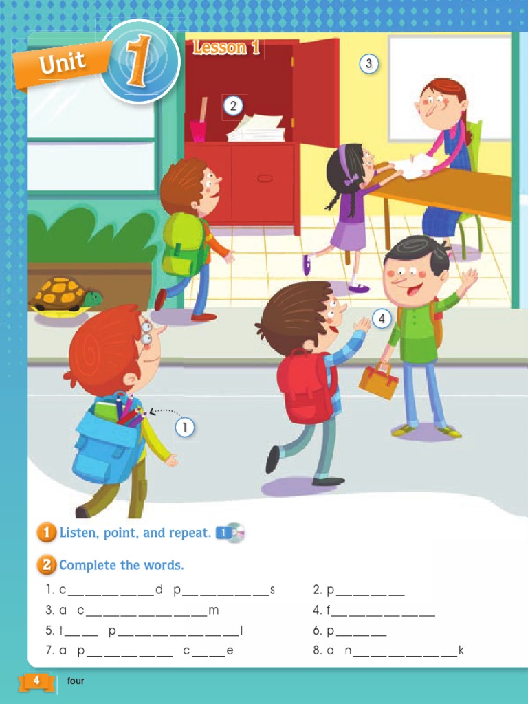 Lesson 1: Listen, Point, and Repeat. Complete The Words | PDF | Stationery