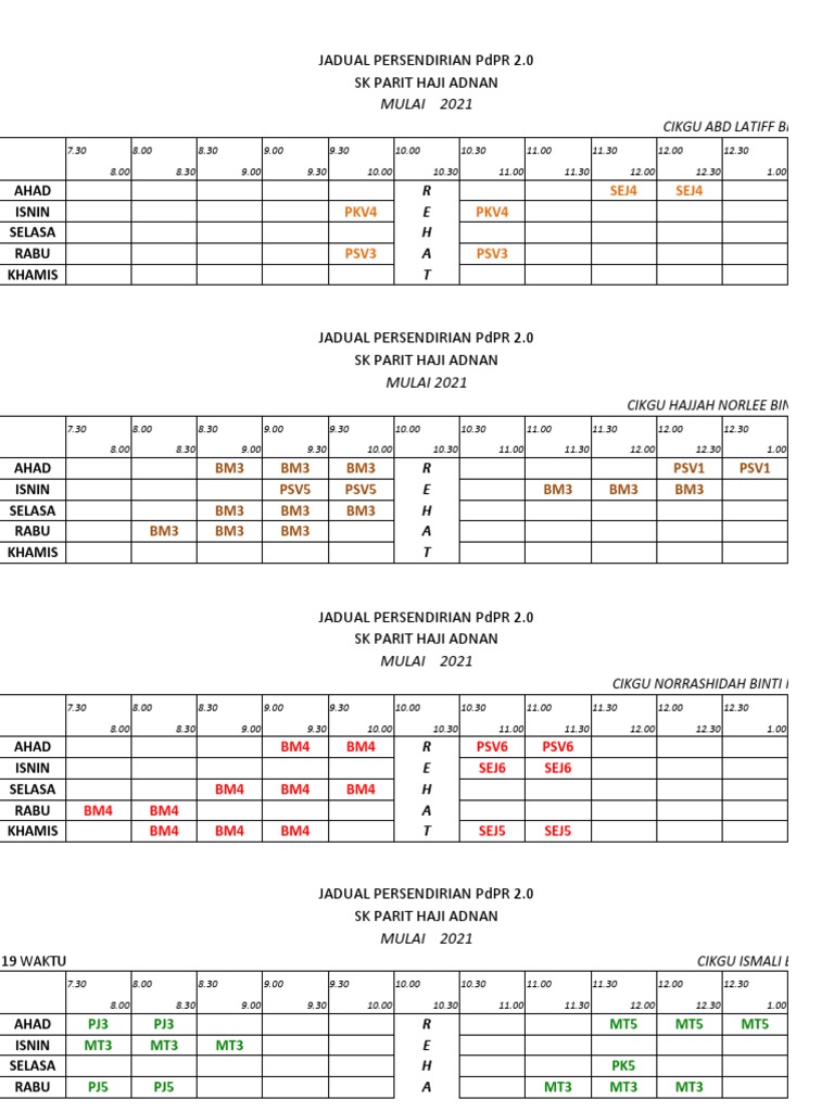 Jadual PDPR 2.0 2021 | PDF