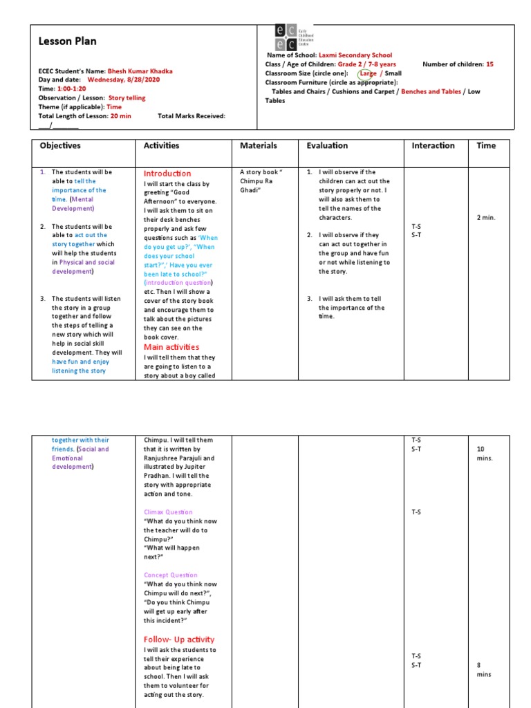 Grade 2 Storytelling Lesson Plan | PDF | Classroom | Education Theory