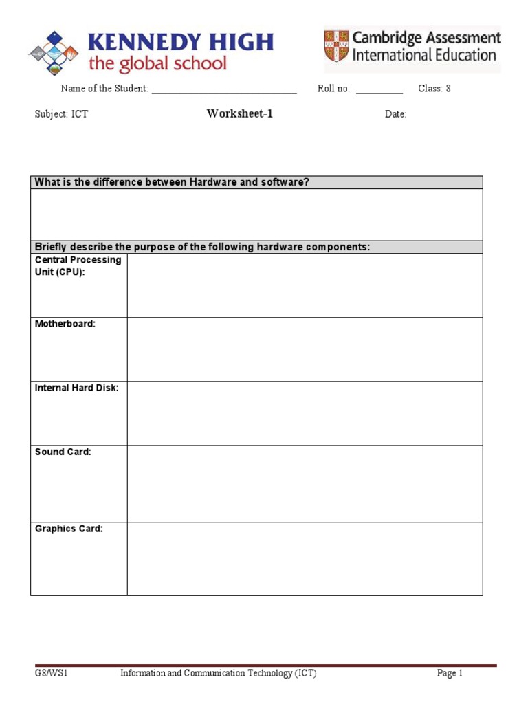 Ict CH-1 Worksheet | PDF