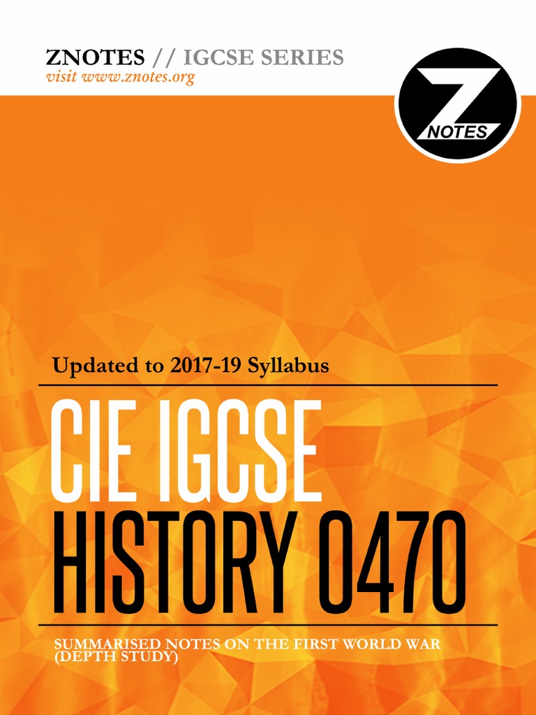 Cie Igcse History 0470 Ww1depthstudies v2 Znotes | PDF | Trench Warfare ...
