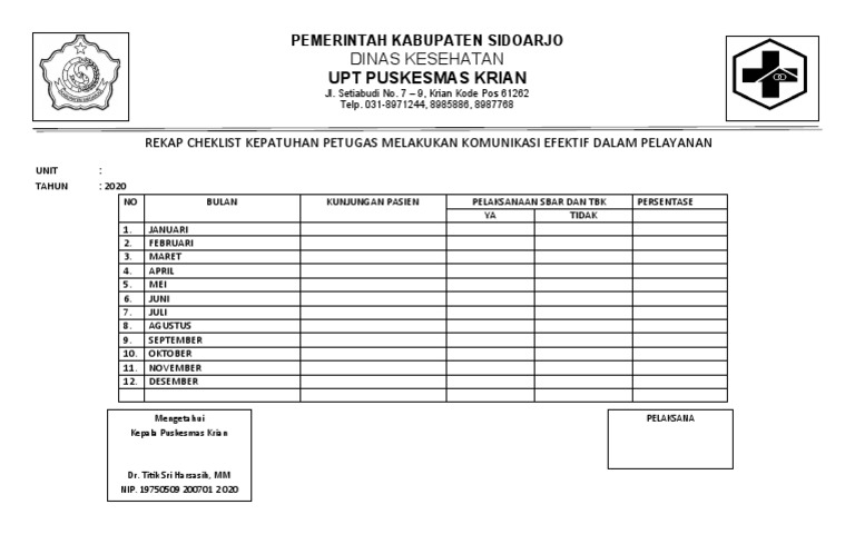 Rekap Check List Kepatuhan Petugas Komunikasi Efektif | PDF