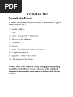 CBSE Grade 10 Formal Letter Writing Format | PDF | Madam