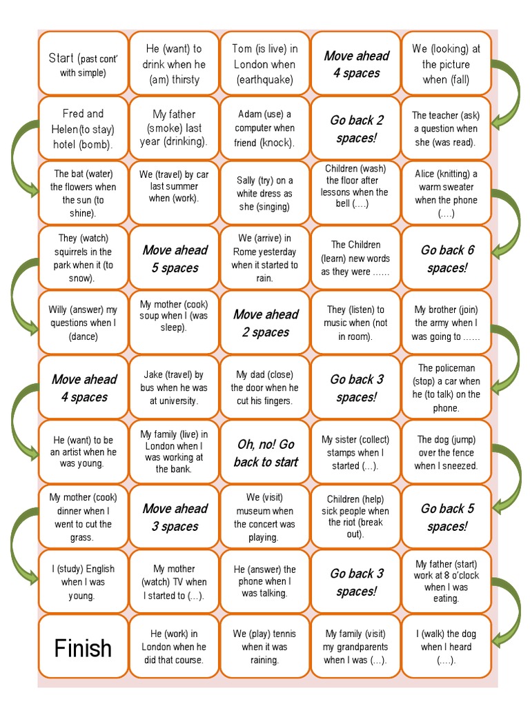 Board Game Past Continuous With Past Simple Boardgames - 121682 | PDF