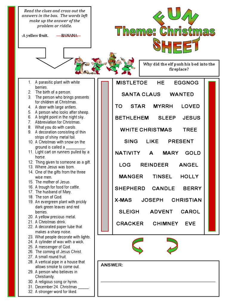 Fun Sheet Theme Christmas Fun Activities Games Games Icebreakers Oneonone Ac - 14284 | PDF ...