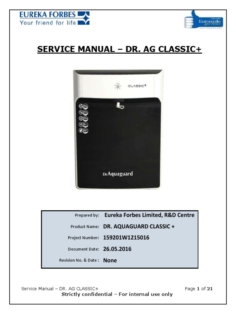 Aquaguard Service Manual | PDF | Water Purification | Power Supply