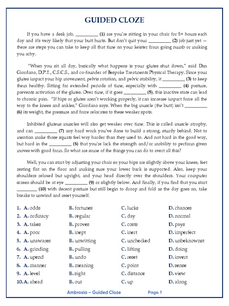 (Ambrosia) Guided Cloze | PDF | Pelvis | Musculoskeletal System