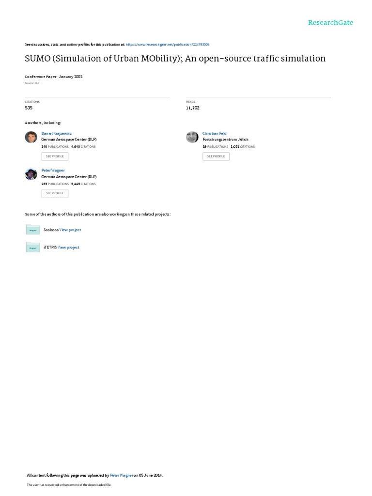 Sumo (Simulation of Urban Mobility) An Open-Source Traffic Simulation ...