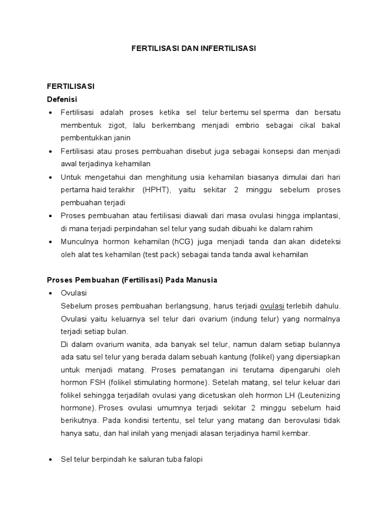 Fertilisasi Dan Infertilisasi | PDF