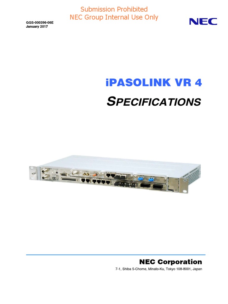 Pecifications: Ipasolink VR 4 | PDF | Computer Standards | Internet Architecture