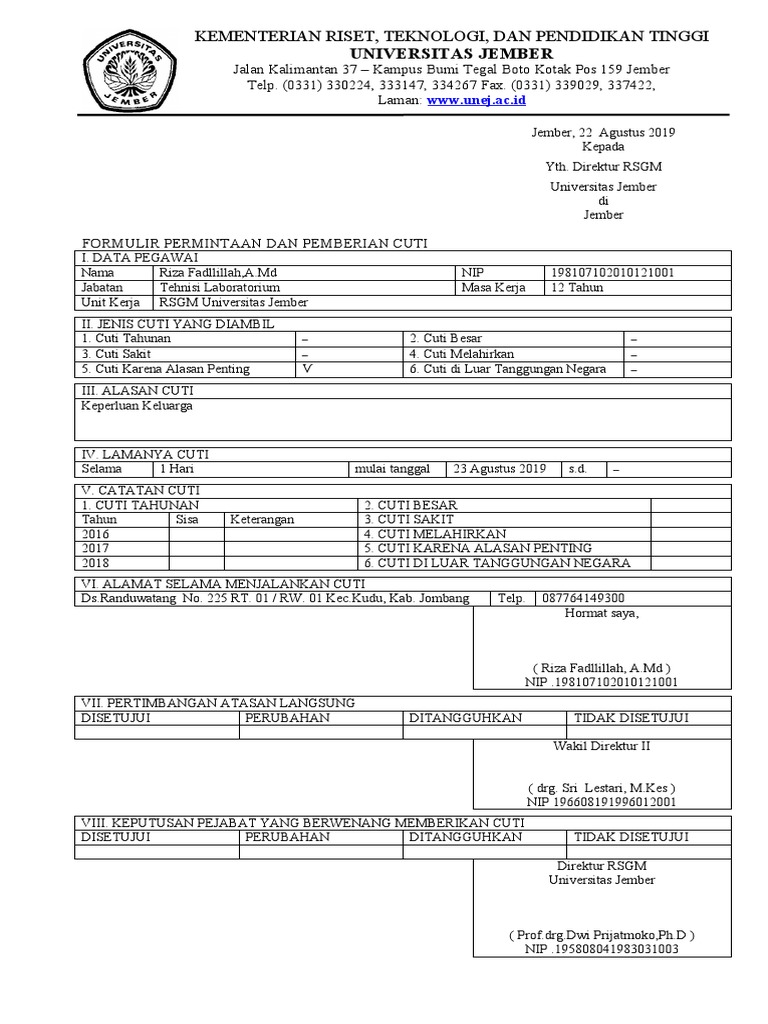 Format Cuti Baru | PDF