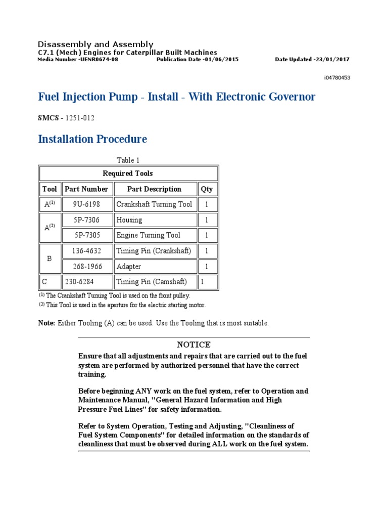 Fuel Injection Pump - Install - With Electronic Governor | PDF | Nut ...