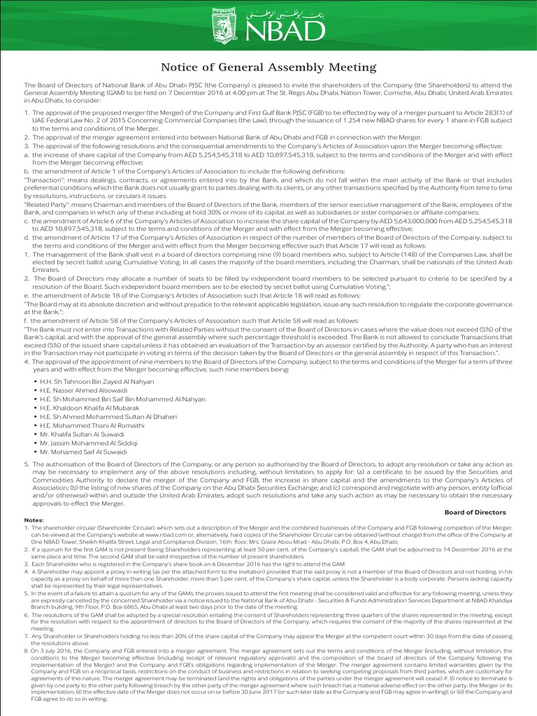 Notice of General Assembly Meeting: Notes | Download Free PDF | Board ...
