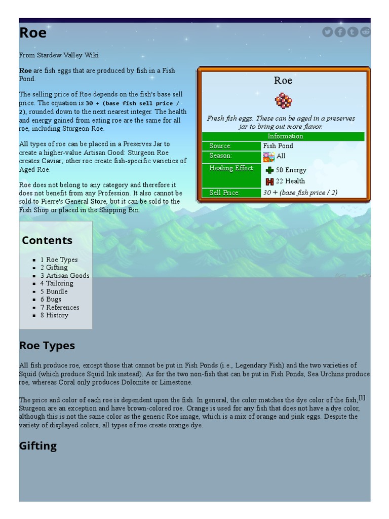 Roe - Stardew Valley Wiki | PDF | Goat | Foods