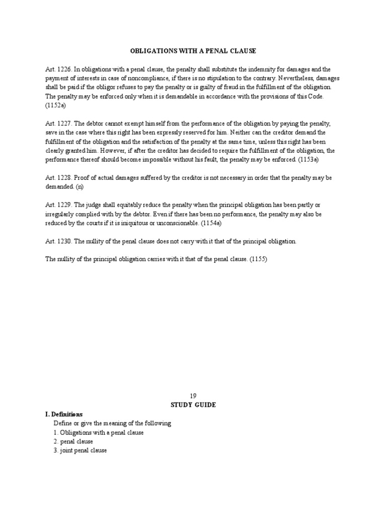 Obligations With A Penal Clause | PDF | Law