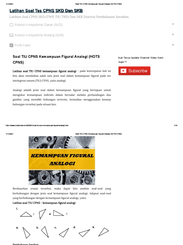 Soal TIU CPNS Kemampuan Figural Analogi (HOTS CPNS) | PDF | Metode & Bahan Ajar