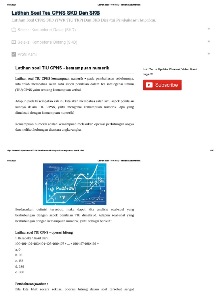 Latihan Soal TIU CPNS - Kemampuan Numerik | PDF | Karier & Perkembangan | Komputer