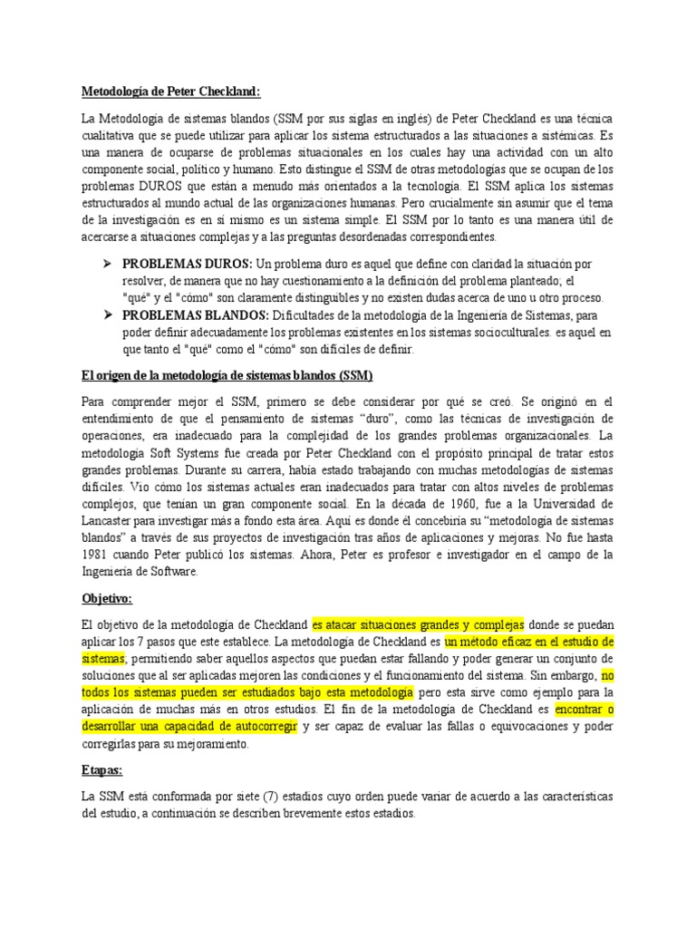 Metodología de Peter Checkland | PDF | Metodología | Ingeniería de software