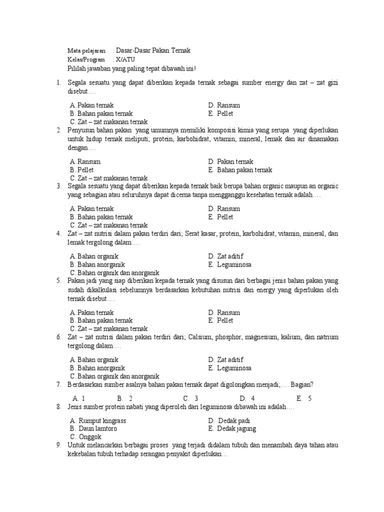 Dasar - Dasar Pakan Ternak | PDF