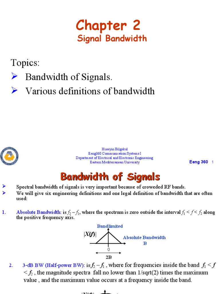 Topics: Bandwidth of Signals. Various Definitions of Bandwidth | PDF | Bandwidth (Signal ...