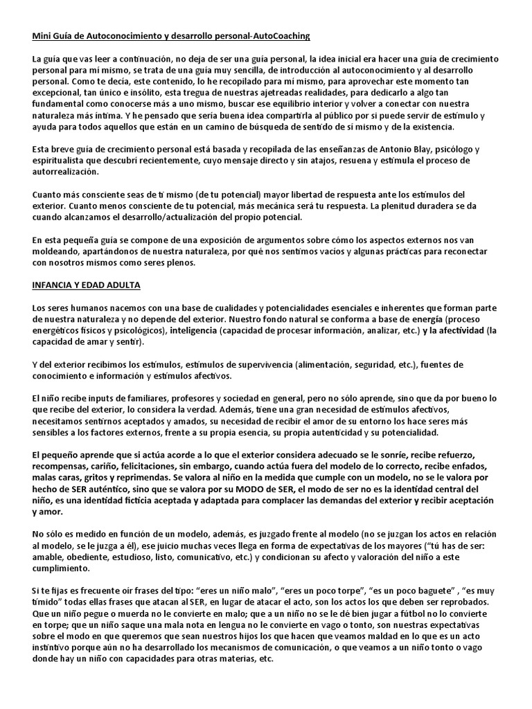 Guía de Autoconocimiento y Crecimiento Personal | PDF | Felicidad ...