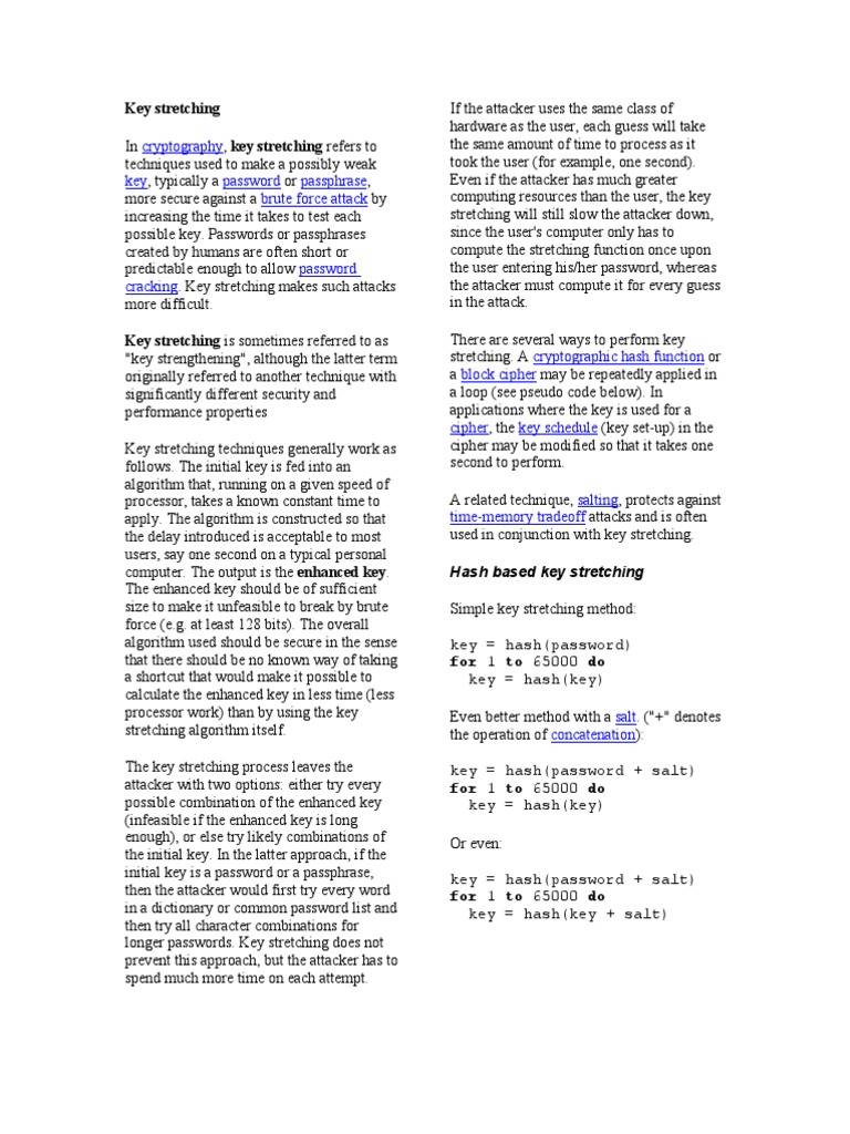 Key Stretching | Download Free PDF | Key (Cryptography) | Security ...