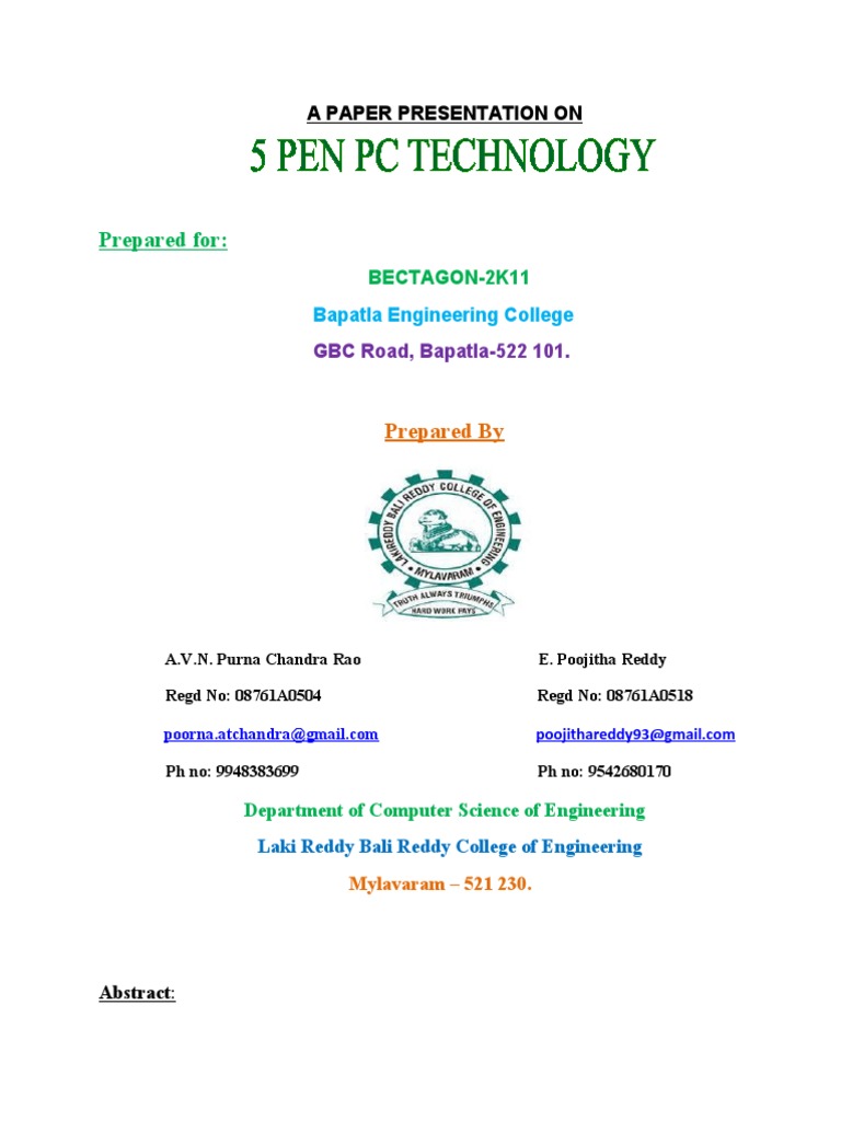 5 Pen PC Technology | PDF | Personal Computers | Bluetooth