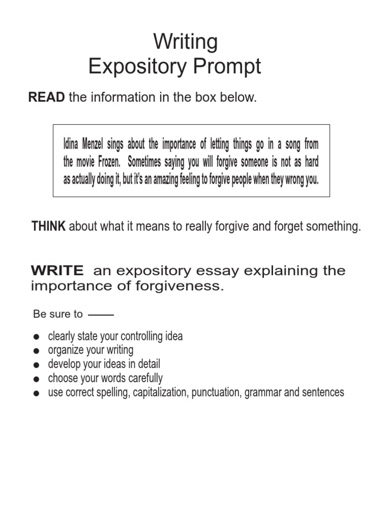 Writing Expository Prompt: READ The Information in The Box Below | PDF ...