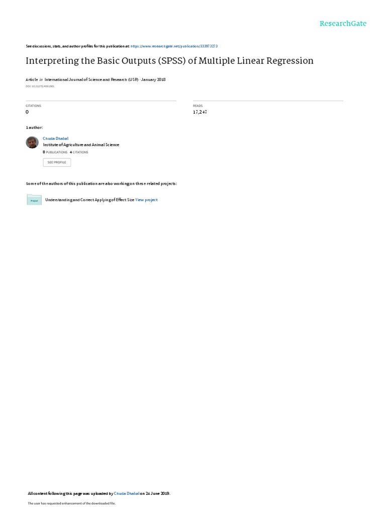 An In Depth Guide To Interpreting The Basic Outputs Of Multiple Linear Regression Analysis Using