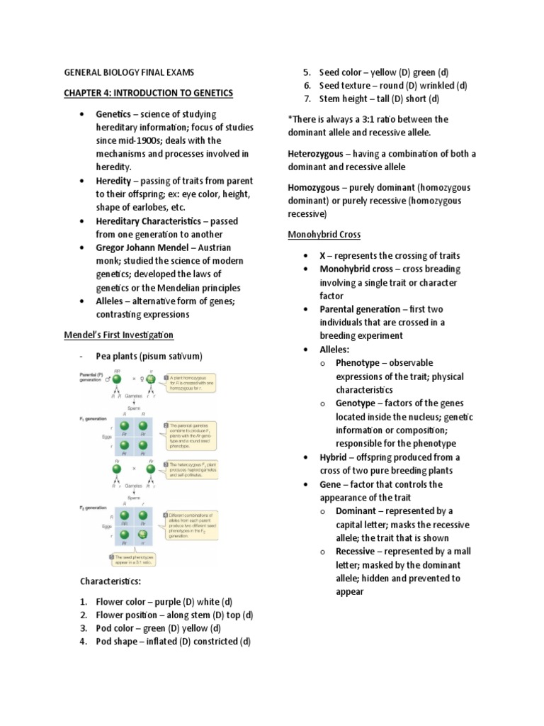 General Biology Reviewer | PDF | Dominance (Genetics) | Dna