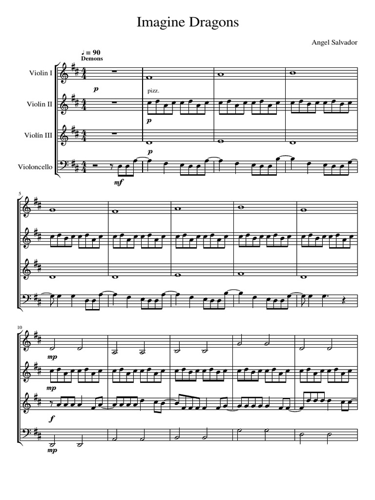 Imagine Dragons Sheet Music | PDF | String Instruments | Musical ...
