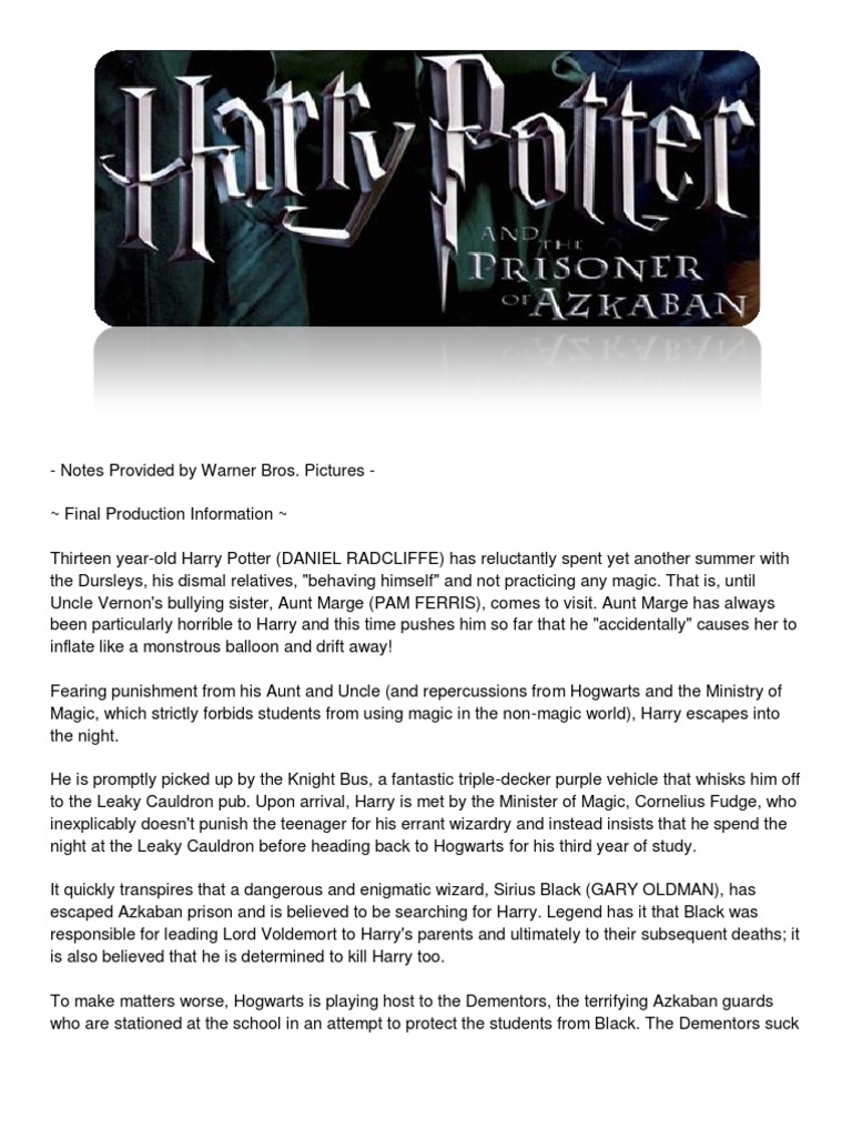 HPPOA Notes | PDF | Harry Potter | Leisure